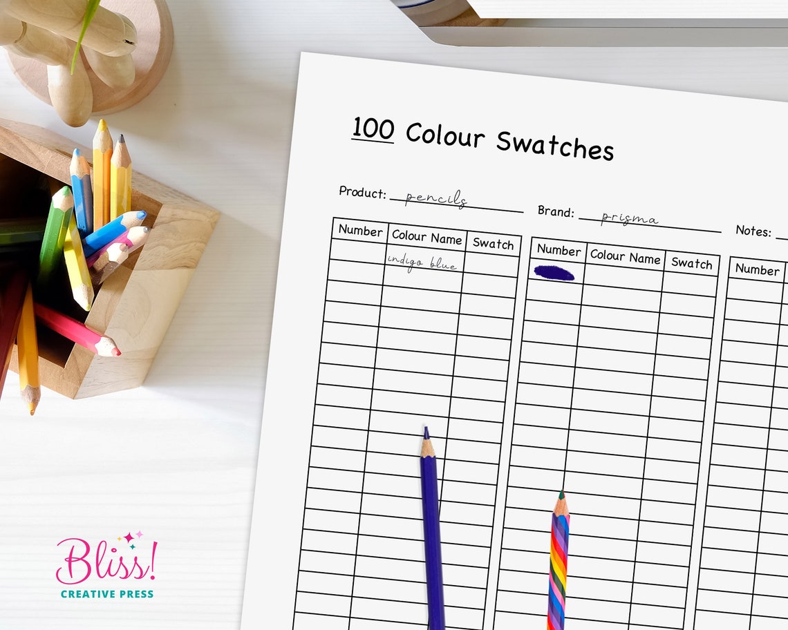 A4 Blank Colour Swatch Chart | 100 Colours | A4 Portrait + Landscape ...