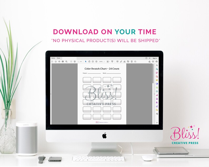 Blank Color Swatch Chart | 24 Colors | Portrait + Landscape | A4 + US ...