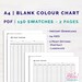 A4 Blank Colour Swatch Chart | 150 Colours | A4 Portrait + Landscape ...