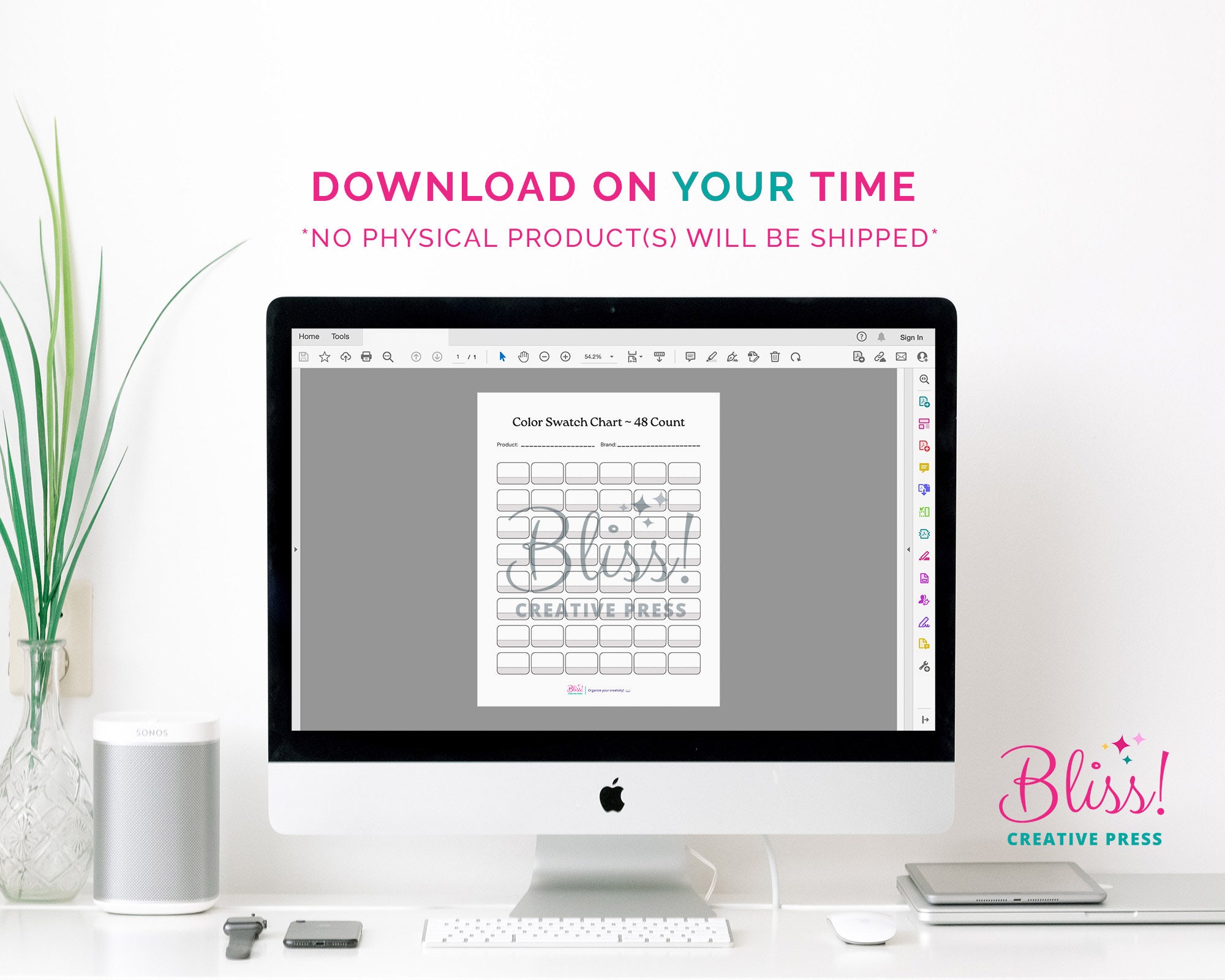 Blank Color Swatch Chart | 48 Colors | Portrait + Landscape | A4 + US ...