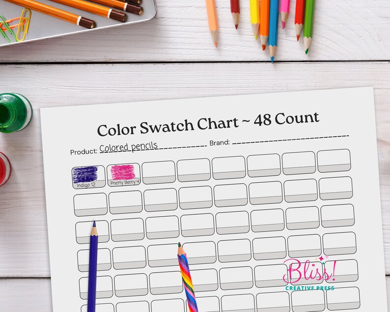 Blank Color Swatch Chart | 48 Colors | Portrait + Landscape | A4 + US ...