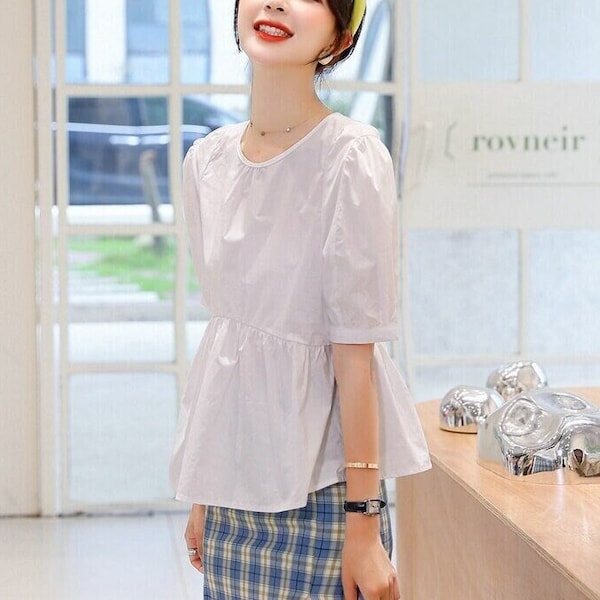 White Ruffle Blouse - Etsy