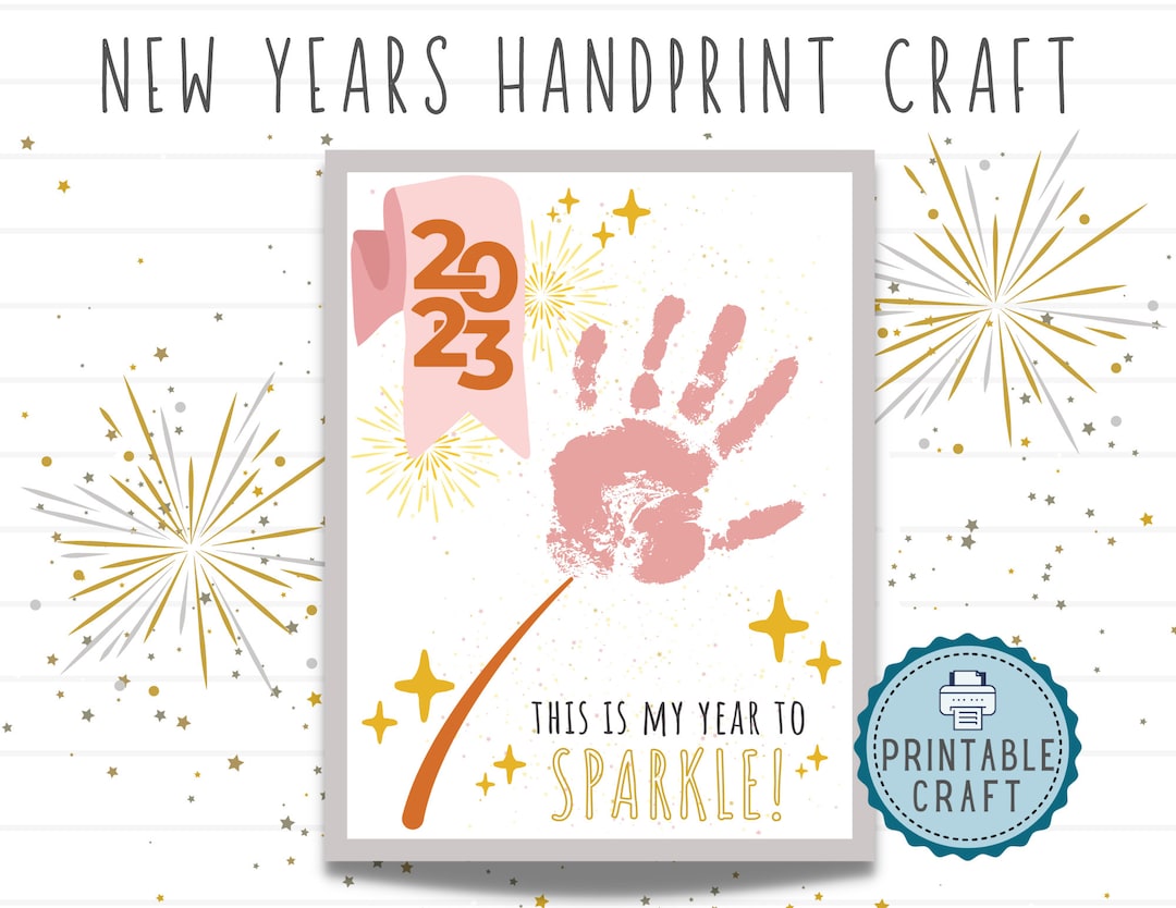 New Years Handprint Art Pink New Years Toddler New Years - Etsy