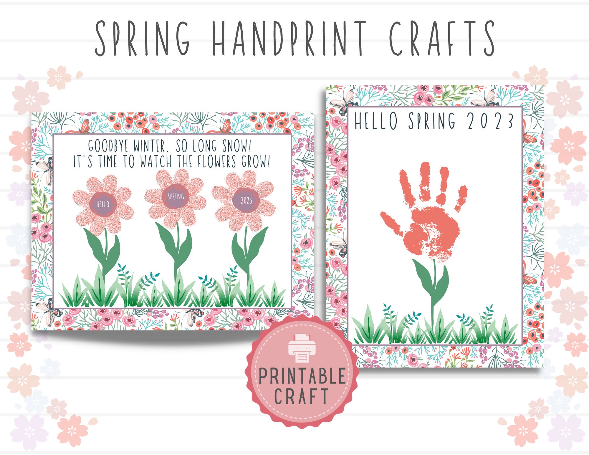 First Day of Spring Craft Spring Handprint Art Toddler - Etsy