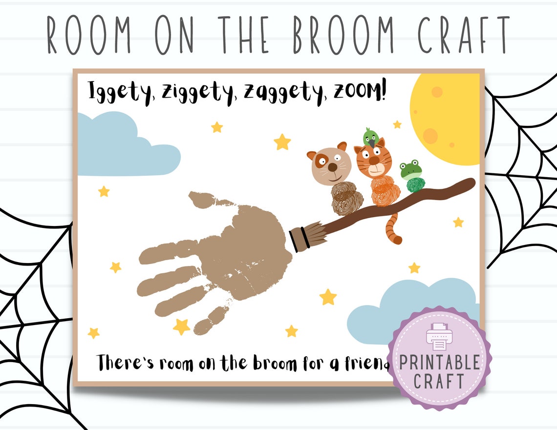 Room on the Broom Craft Toddler Halloween Printable Baby Handprint Art ...