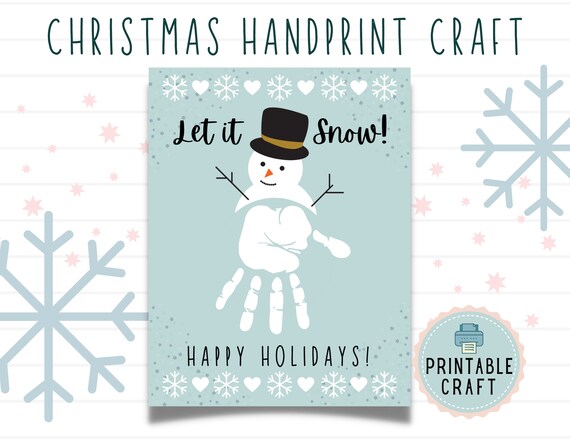 Christmas Handprint Craft Snowman Craft Toddler Christmas - Etsy