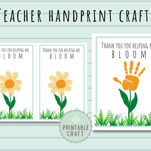 Teacher Gift End of Year Handprint Art Craft PRINTABLE Hand - Etsy