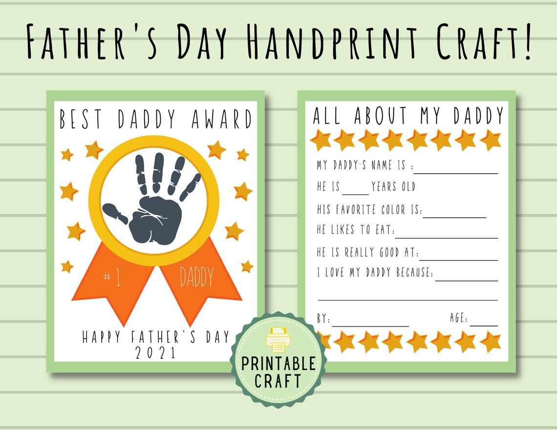 Father's Day Craft Handprint Craft Toddler | Etsy