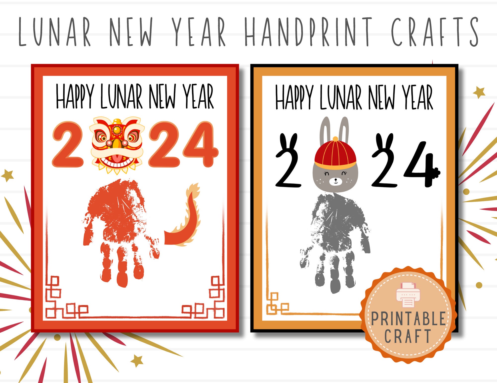 Lunar New Year Handprint Craft Lunar New Year 2024 Year of the Dragon ...