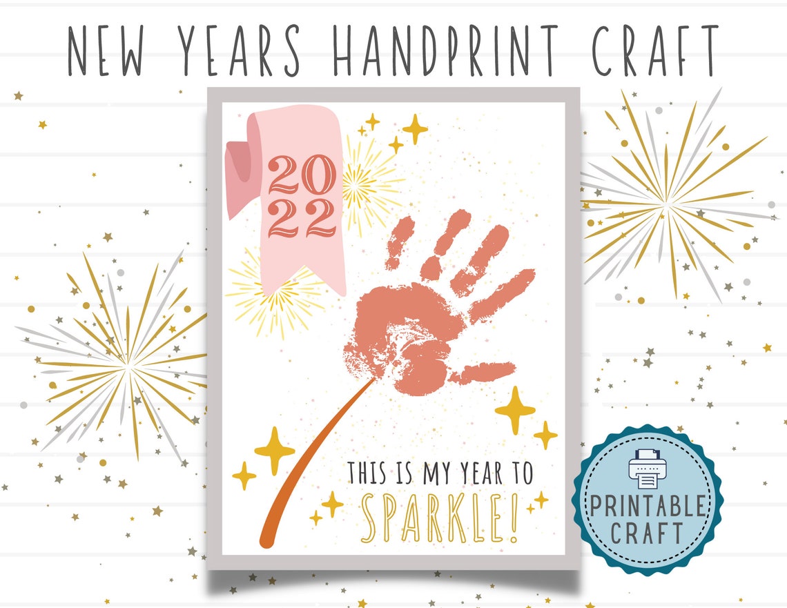 New Years Handprint Art Pink New Years Toddler New Years - Etsy