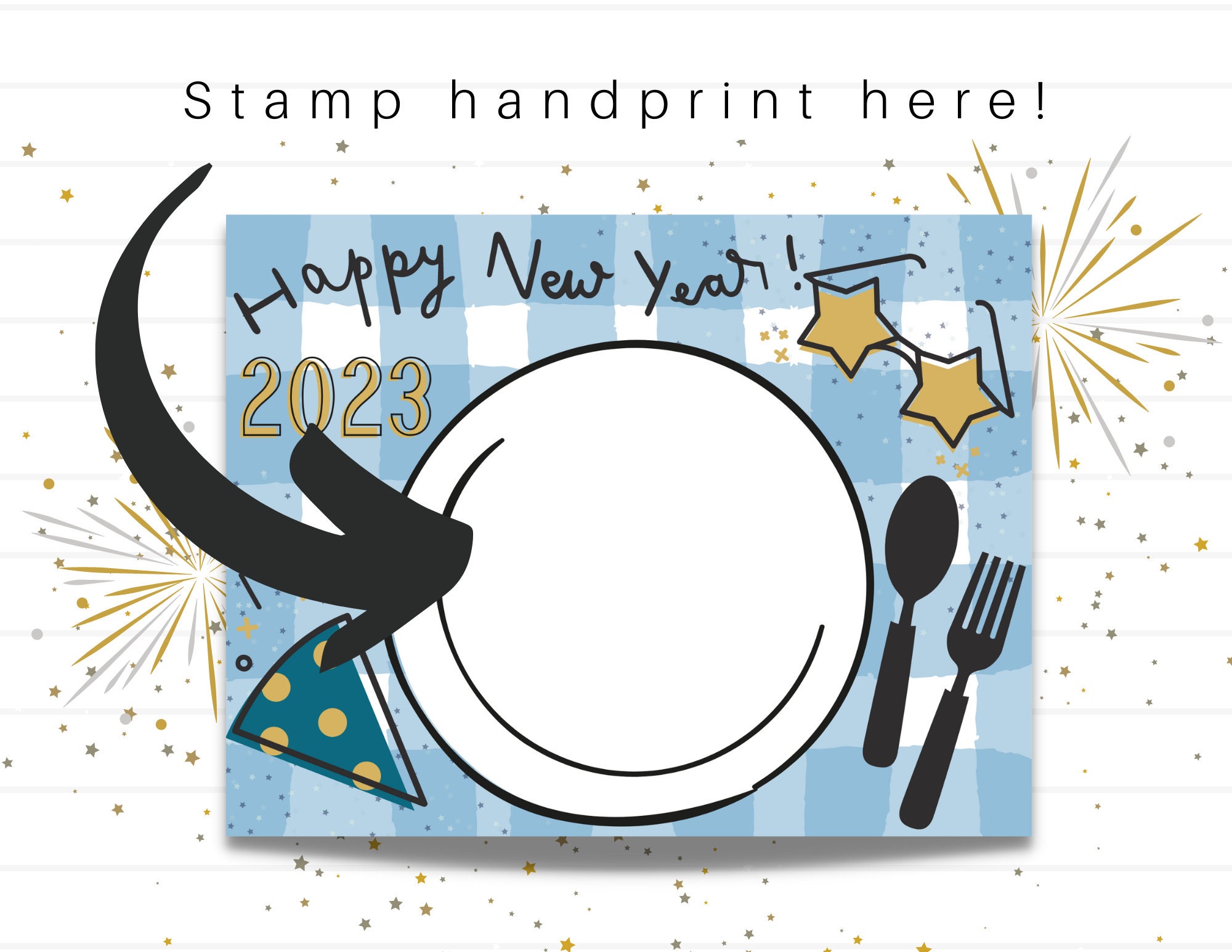 New Years Handprint Art Holiday Placemat Toddler New Years - Etsy