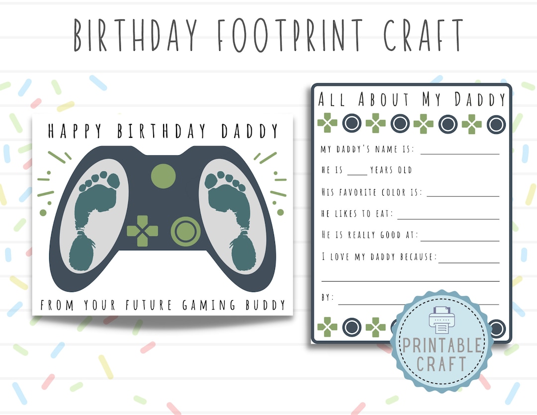Birthday Footprint Craft for Daddy Dad Birthday Art Birthday Card Craft ...