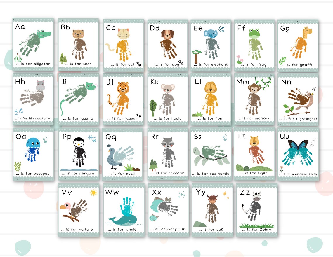 Handprint ABC Book Toddlers Letters Phonics Activity Preschool Animal ...