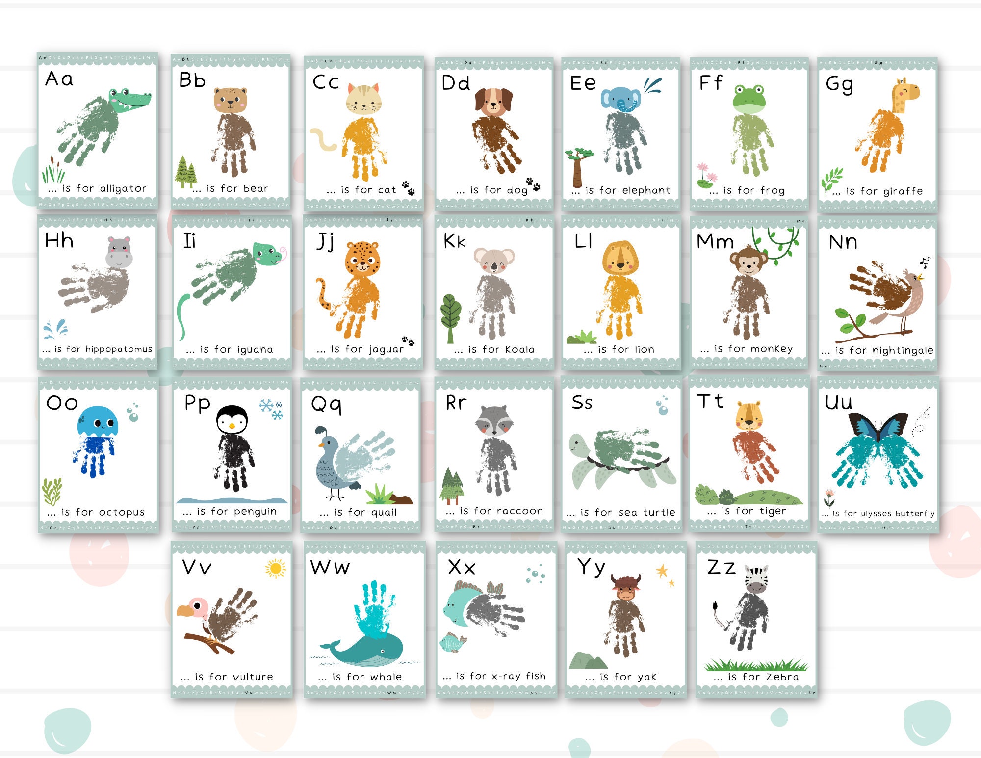 Handprint ABC Book Toddlers Letters Phonics Activity Preschool Animal ...