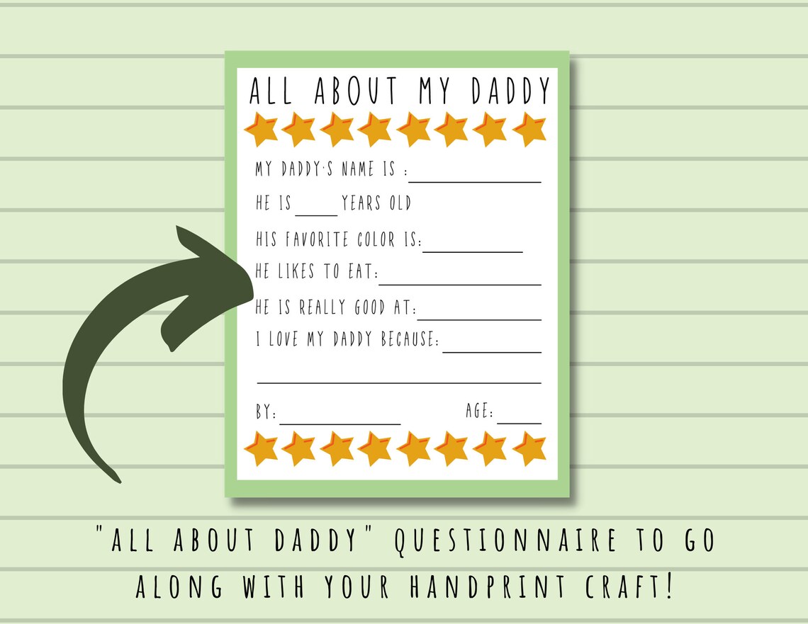 Father's Day Craft Handprint Craft Toddler | Etsy