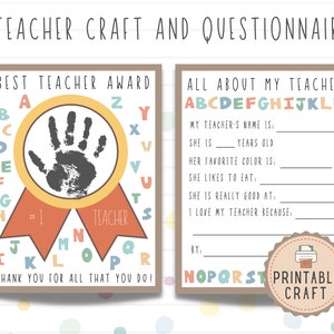Teacher Gift Teacher Questionnaire Teacher Appreciation Week Printable ...