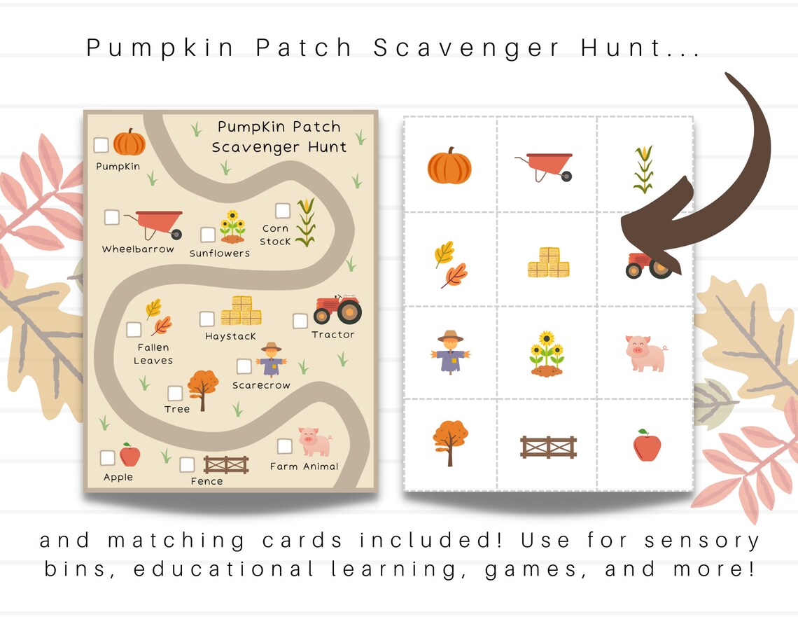 Pumpkin Patch Scavenger Hunt Fall Handprint Craft - Etsy