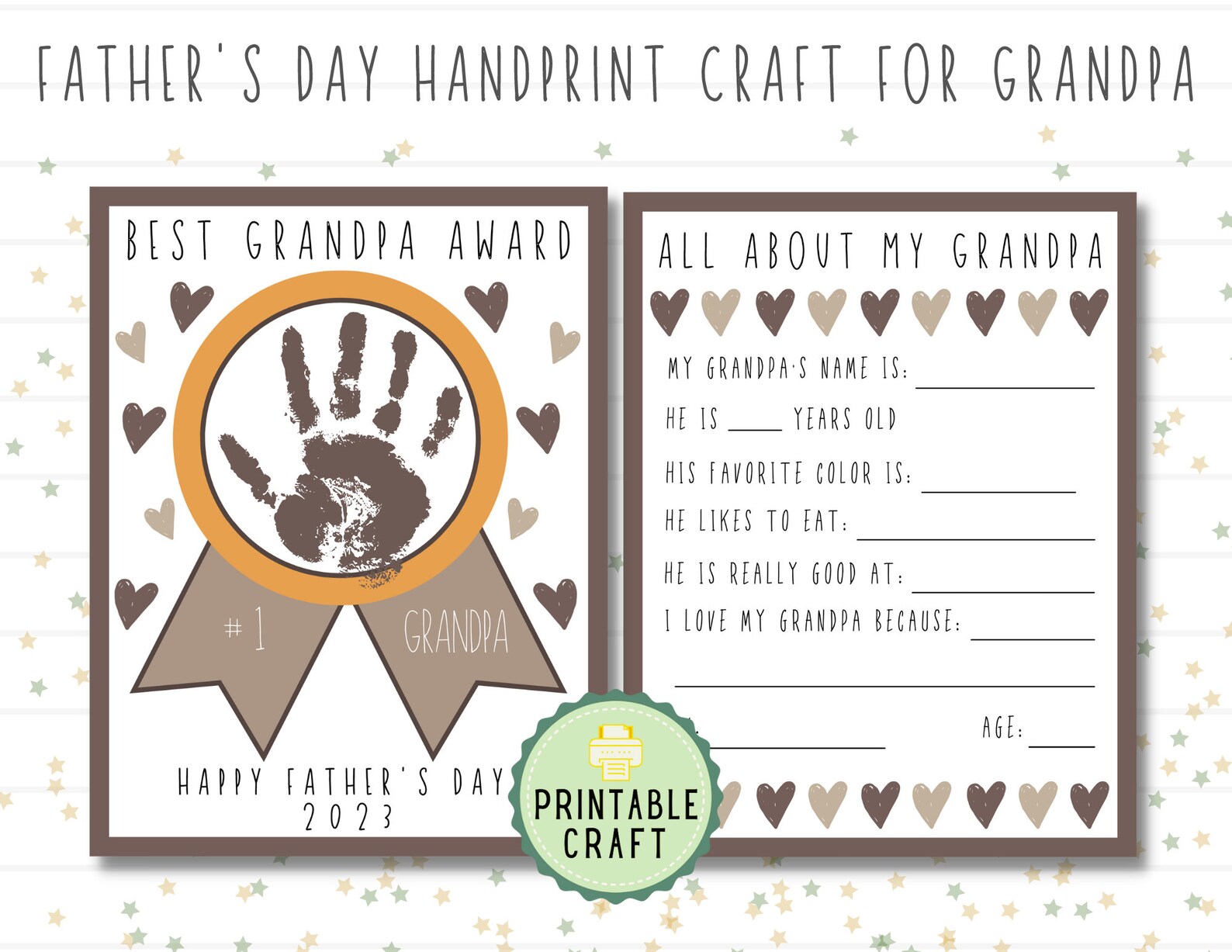 Father's Day Craft for Grandpa Handprint Craft Toddler Father's Day ...