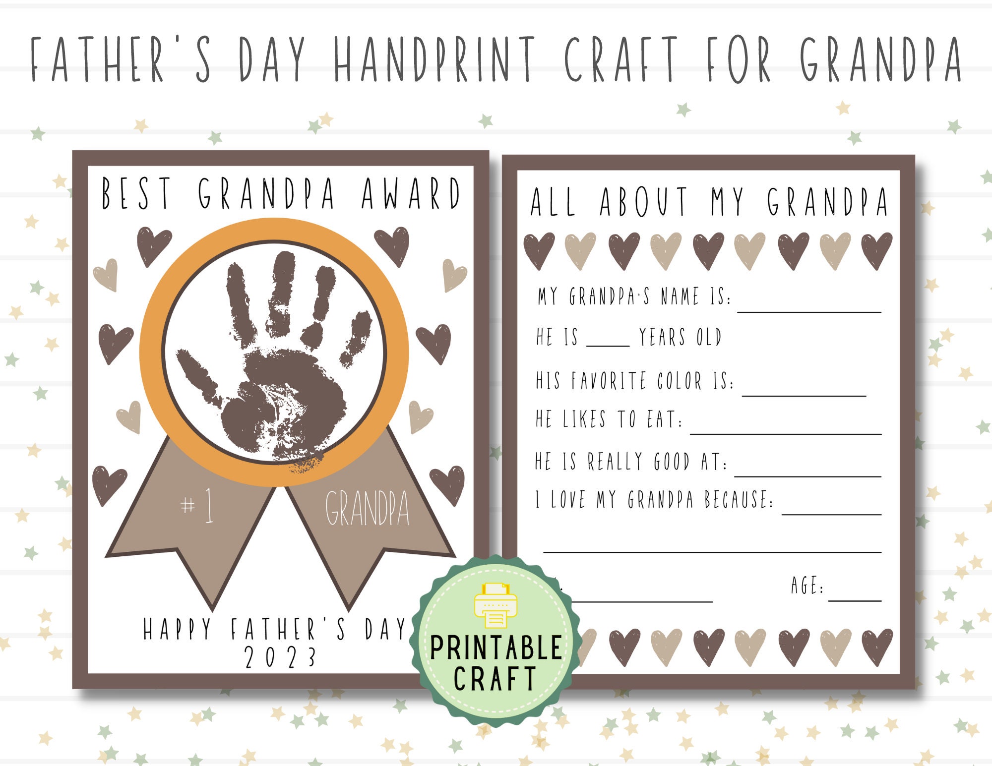 Father's Day Craft for Grandpa Handprint Craft Toddler Father's Day ...