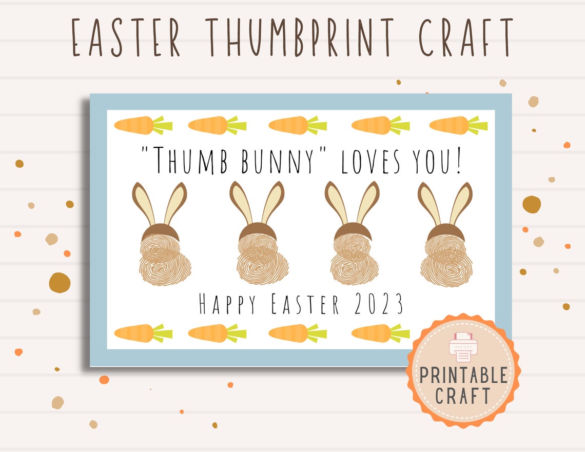 Easter Thumbprint Craft Handprint Art Toddler Craft - Etsy