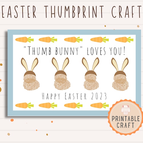 Easter Thumbprint Craft Handprint Art Toddler Craft - Etsy