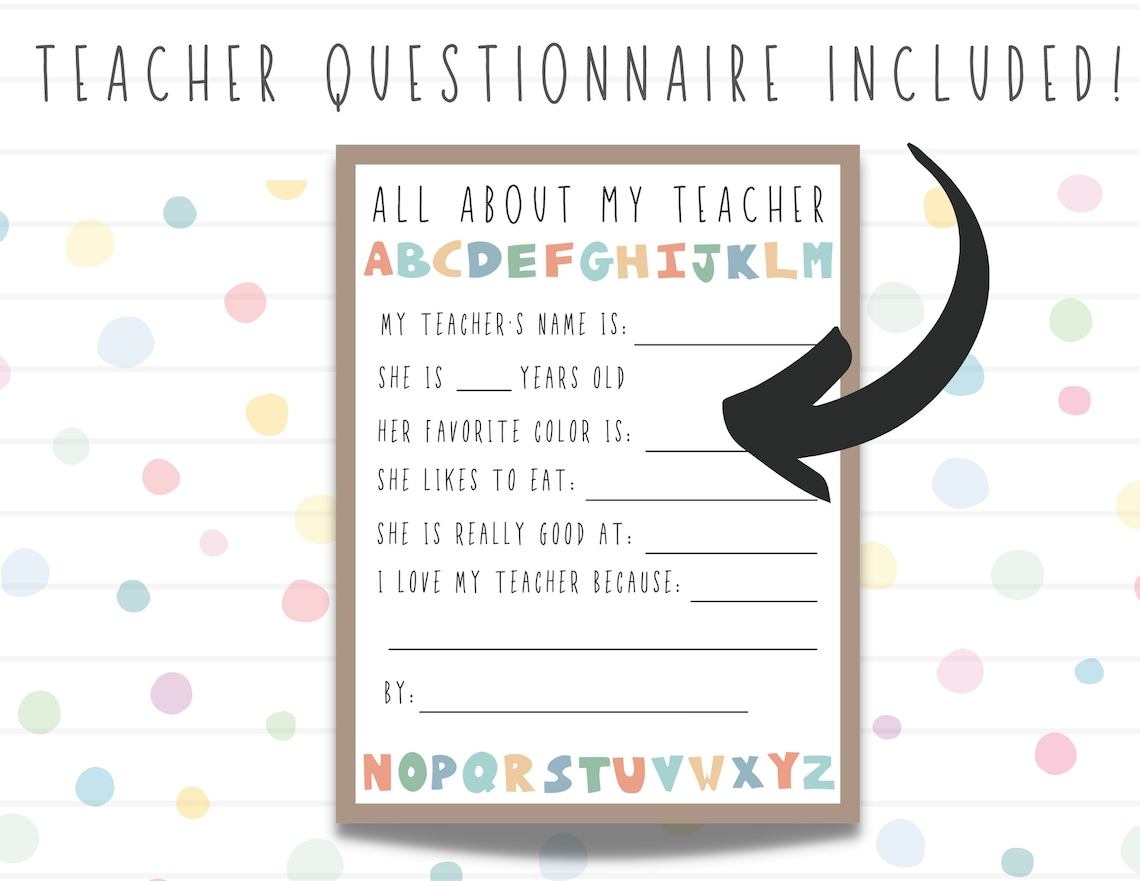 Teacher Gift Teacher Questionnaire Teacher Appreciation - Etsy