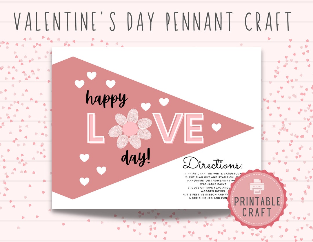 Valentine's Day Pennant Printable Valentine's Day Flag Valentine's Day ...