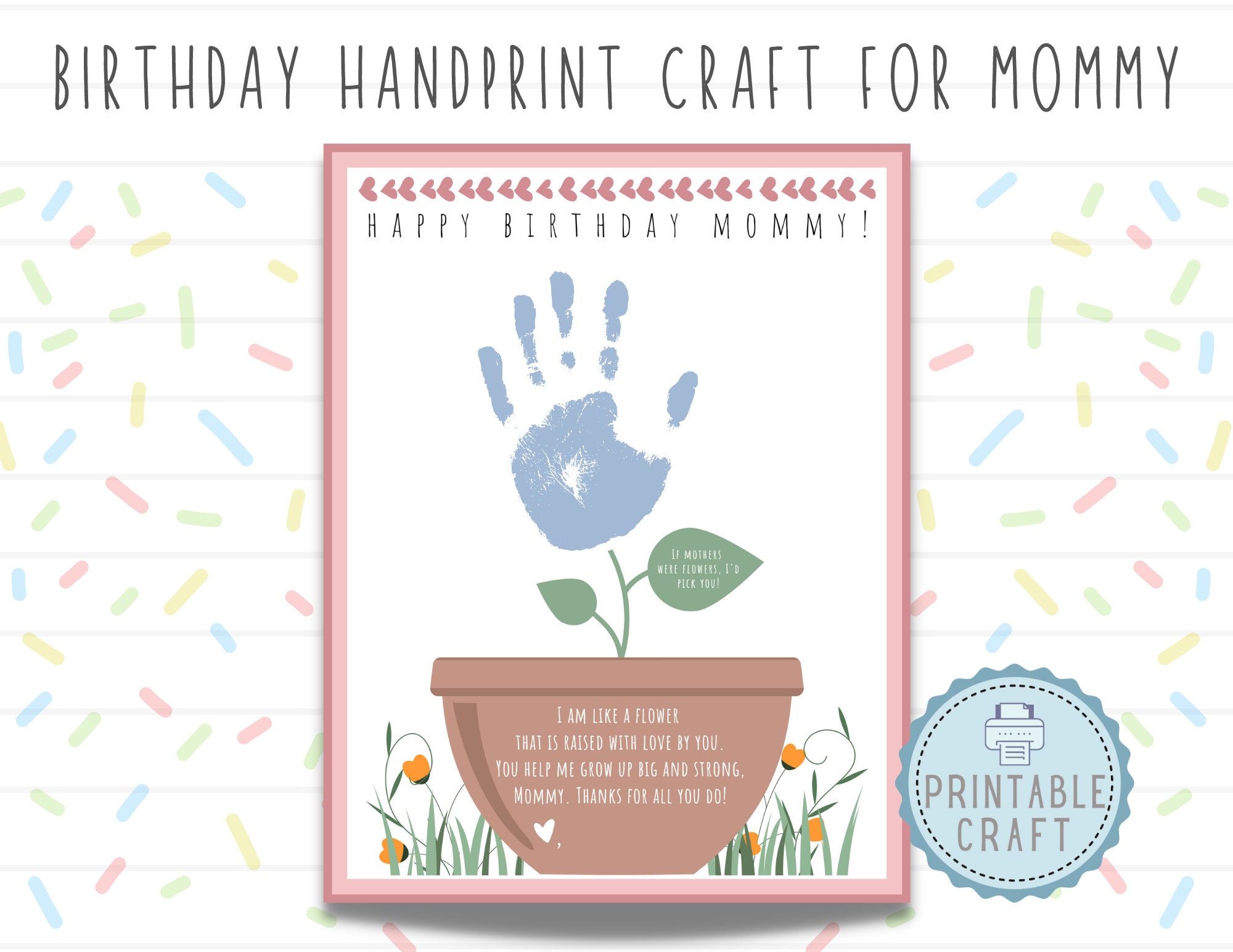 Mommy Birthday Craft Birthday Handprint Art Card for Mommy Mommy ...
