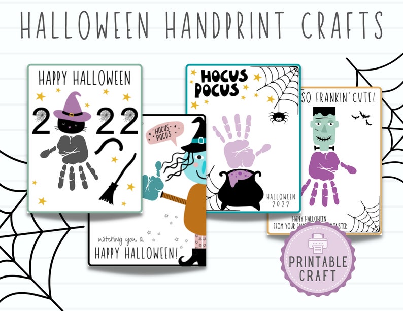 Halloween Handprint Craft Bundle Toddler Halloween Printable - Etsy