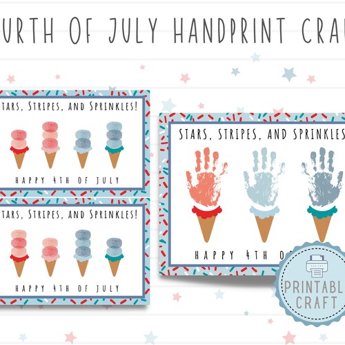Fourth of July Craft 4th of July Handprint Toddler Craft - Etsy