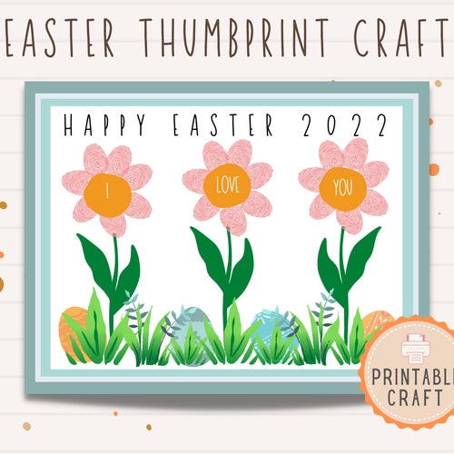Easter Thumbprint Craft Handprint Art Toddler Craft - Etsy
