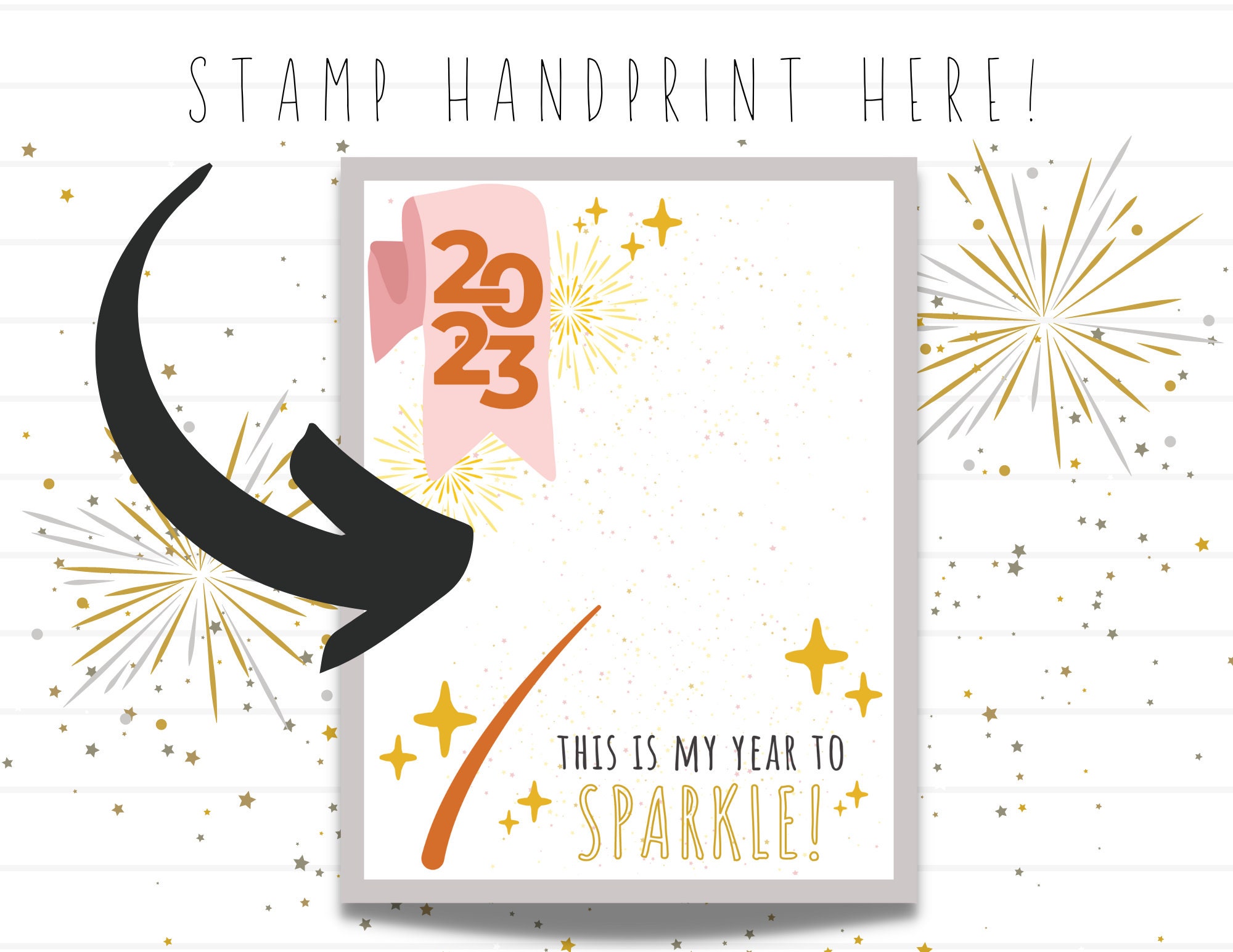 New Years Handprint Art Pink New Years Toddler New Years - Etsy