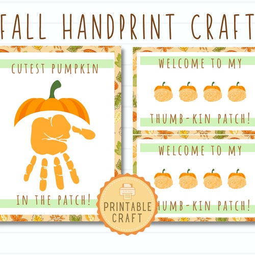 Fall Handprint Craft Pumpkin Handprint Craft Toddler Fall - Etsy