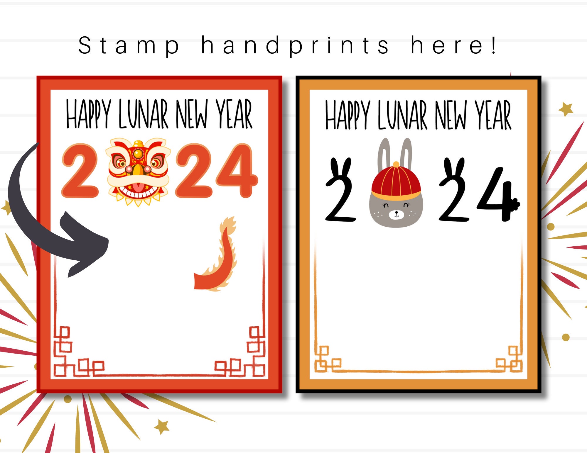 Lunar New Year Handprint Craft Lunar New Year 2024 Year of the Dragon ...