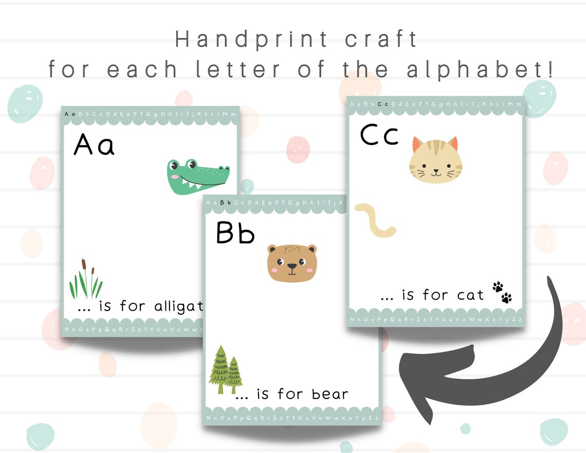 Handprint ABC Book Toddlers Letters Phonics Activity Preschool Animal ...