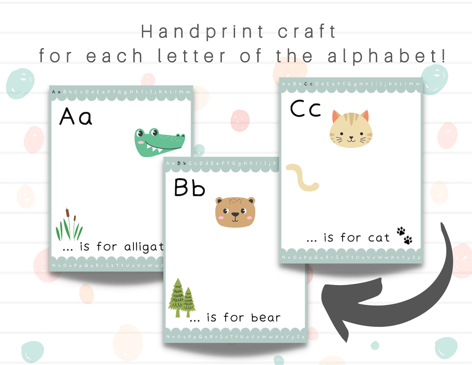 Handprint ABC Book Toddlers Letters Phonics Activity Preschool Animal ...