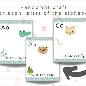 Handprint ABC Book Toddlers Letters Phonics Activity Preschool Animal ...