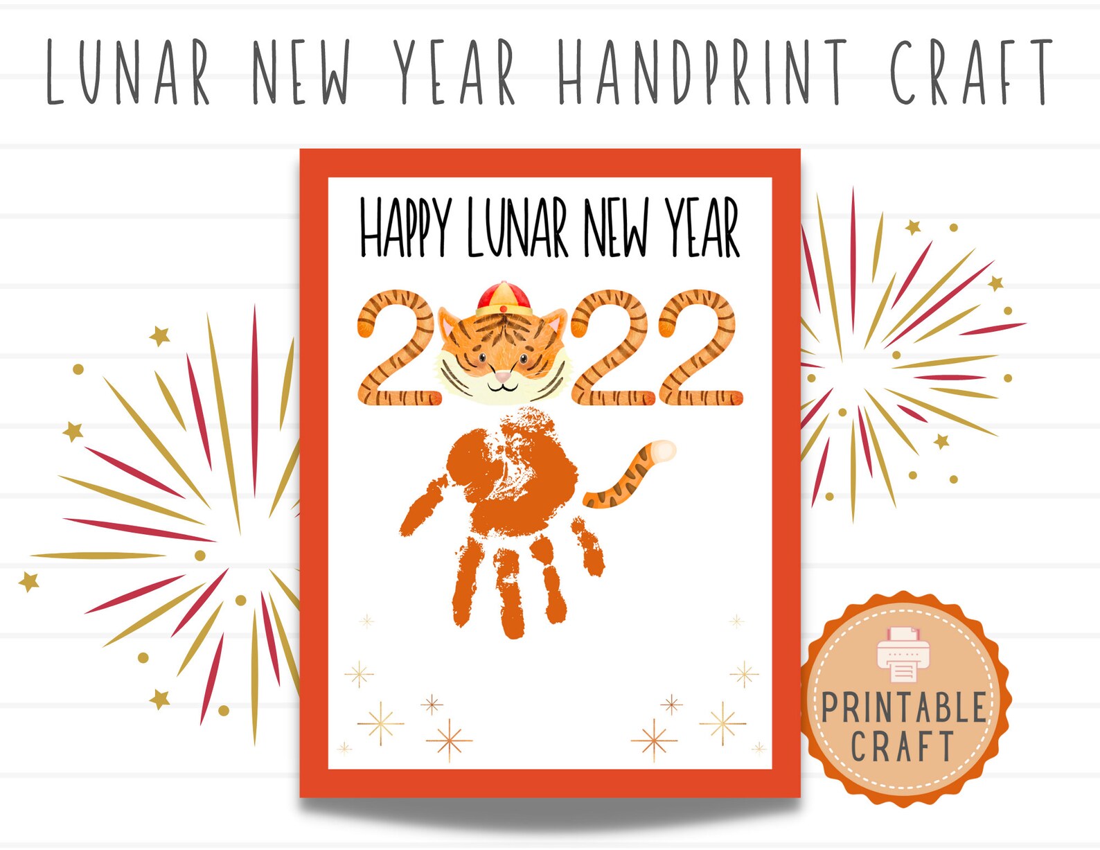 Lunar New Year Handprint Craft Lunar New Year 2022 Year of | Etsy