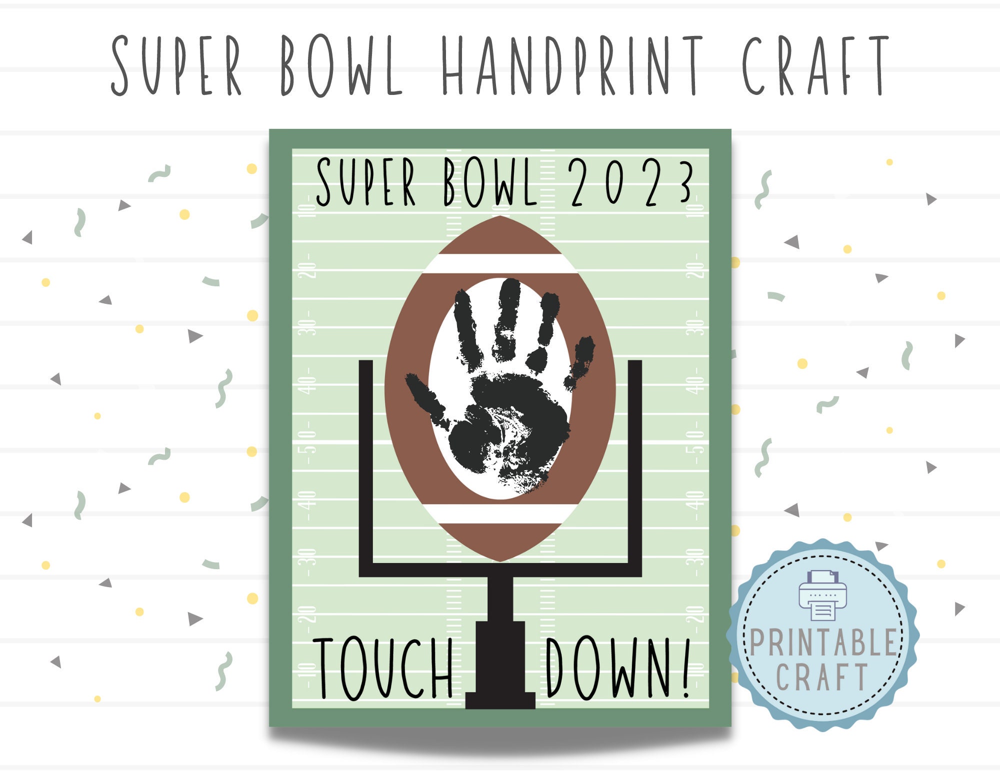 Super Bowl Handprint Craft Football Craft Super Bowl 2023 - Etsy