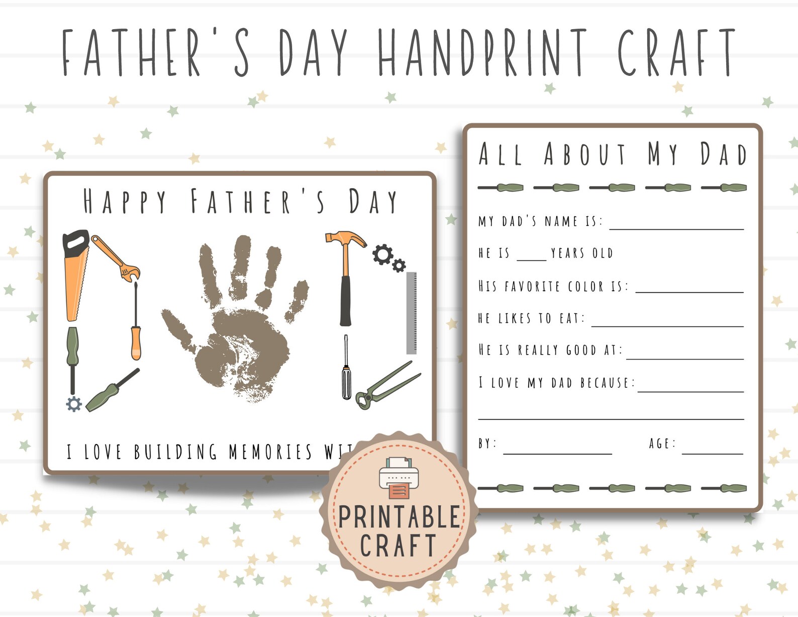 Father's Day Craft Father's Day DIY Card Toddler Father's Day Gift for ...