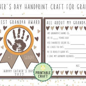 Father's Day Craft for Grandpa Handprint Craft Toddler | Etsy