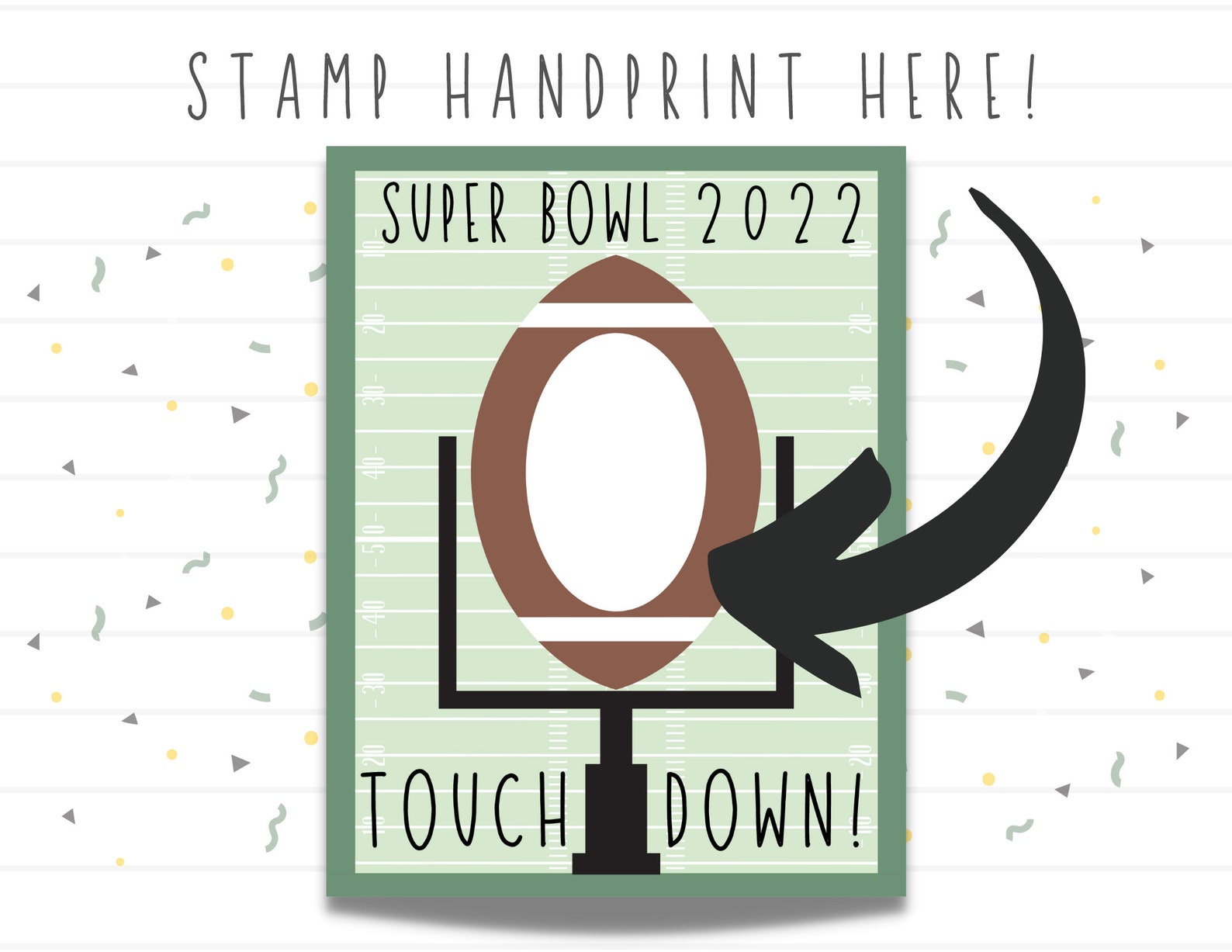 Super Bowl Handprint Craft Football Craft Super Bowl 2022 | Etsy