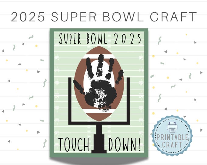 Super Bowl Handprint Craft | Football Craft | Super Bowl 2025 | Super ...