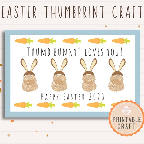 Easter Thumbprint Craft Handprint Art Toddler Craft - Etsy