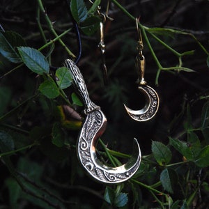 Lugh Sickle Pendant in Solid Brass - Etsy