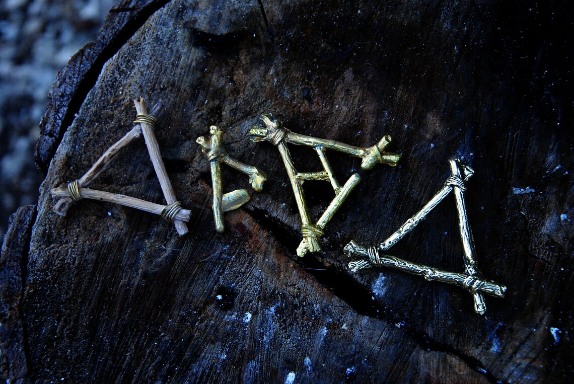 Fire alchemical symbol massive brass pendant. | Etsy