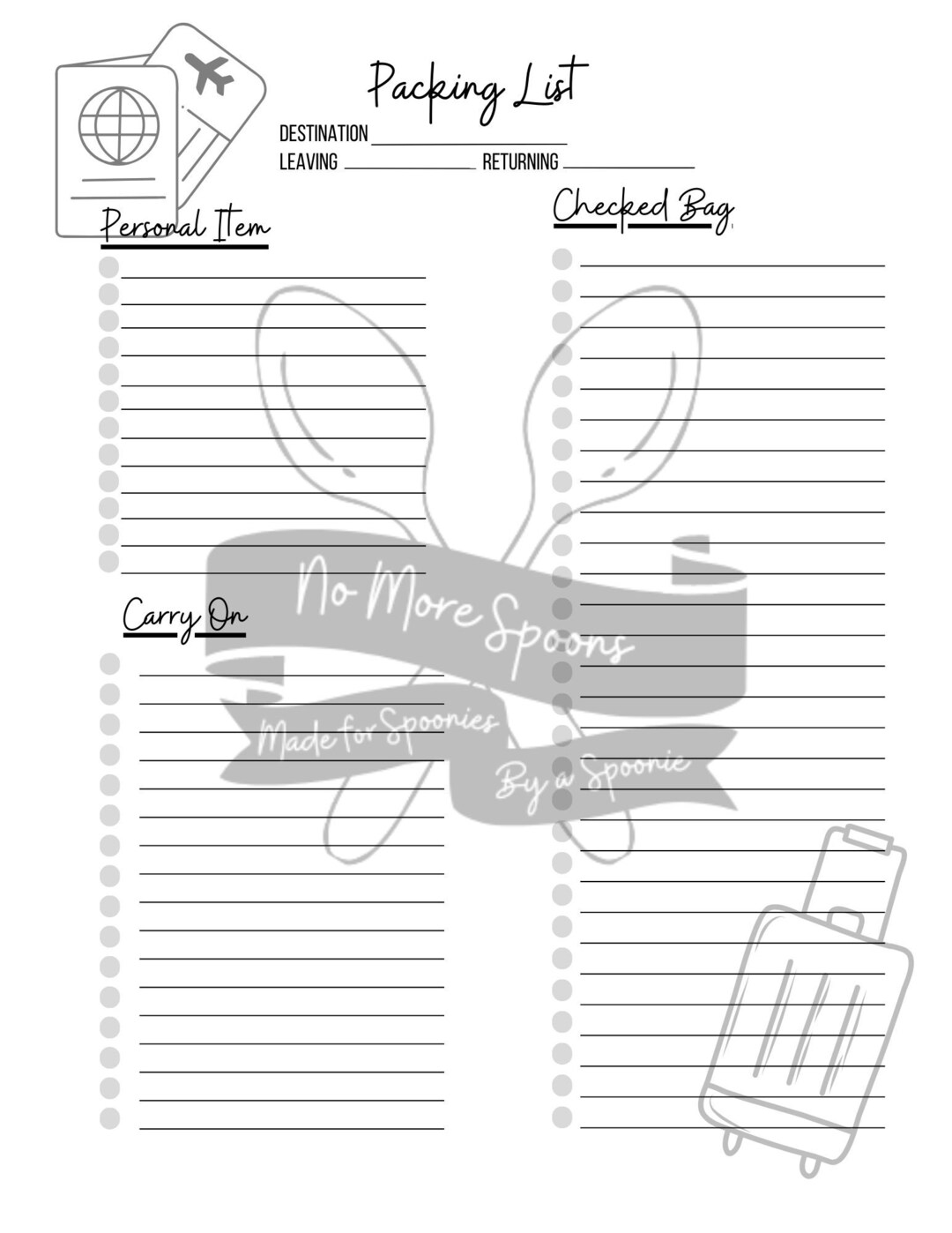 Printable Packing Checklist - Etsy