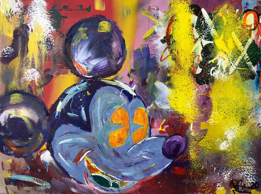 Mickey Mouse Painting Art Print 20cmx30cm, Disney, Abstract, Wall Art ...