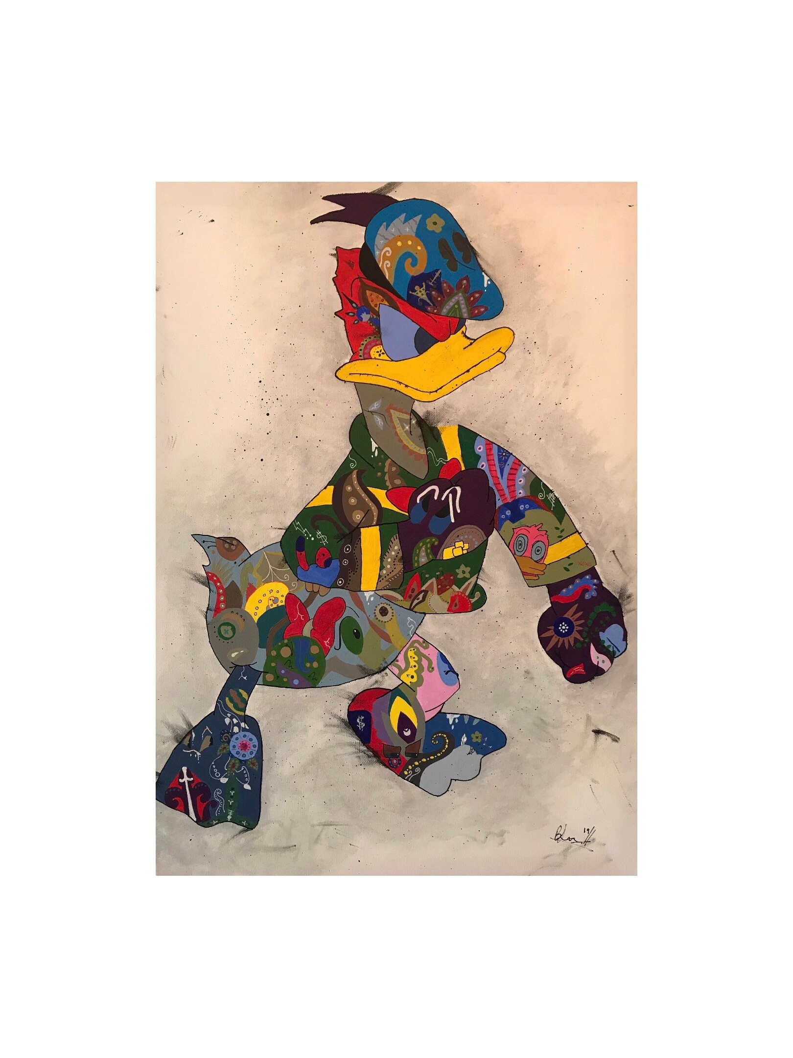Donald Duck Painting Print 30cmx20cm, Abstract, Disney, Cartoon, Wall ...
