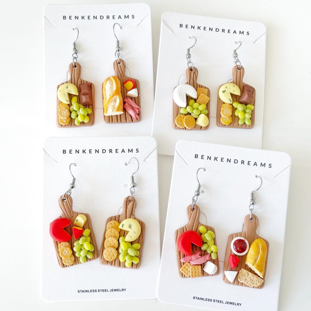 Mini Charcuterie Board Earrings | Handmade Polymer Clay Food Jewelry ...